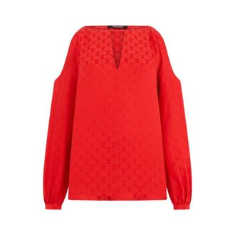Roberto Cavalli Seidenbluse mit RC-Print - - Blouses & Shirts - Damen - Rot - S