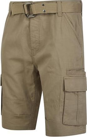 Tokyo Laundry Short cargo en coton pour homme avec ceinture tiss&eacute;e gratuite, Positano - Pierre, M