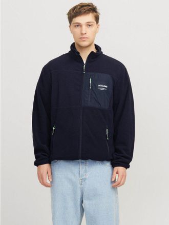 Jack & Jones Outdoorjacke JJTHEO - Fleecejacke mit Stehkragen und Logoprint Print, modisch, regular fit, Web, Stehkragen