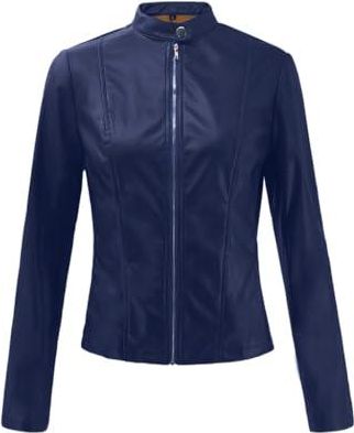 Generic Vestes courtes en cuir pour femme, veste de moto britannique, veste en duvet en cuir, manteau fin, gilets décontractés, vestes en flanelle, taille 14,