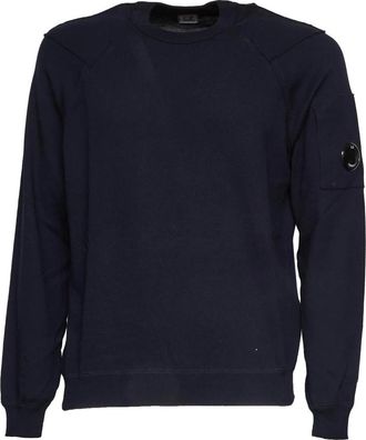 C.P. Company C.p. Company, Homme, Pulls, Bleu, Taille: XL Pull ras du cou c&ocirc;tel&eacute; avec poche &agrave; verre de lunette