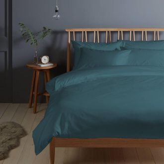 Pizuna 400 Fadenzahl aus Baumwolle Bettw&auml;sche Pfauenblau, 100% Langstaple Baumwolle Bettbezug und Kissenbezug, 100% Baumwolle Mako Satin 2-Teilig Bettw&auml;sches