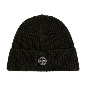 Stone Island Bonnet en laine avec &eacute;cusson - Homme - Accessoires - Vert - Taille: ONE Size
