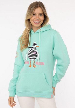Zwillingsherz Hoodie Moin Moin M&ouml;we mit nordischem Gru&szlig;, lustiger M&ouml;we, Fronttasche