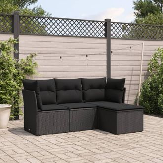 Festnight Gartenlounge mit Stauraum Balkon Lounge Balkon Sofa Rattan Sofa Klein Rattansofa Gartensofa Ecksofa Lounge Sofa Outdoor Polyrattan Balkonmöbel Couch G
