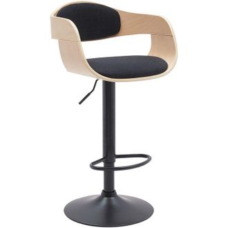 Clp Tabouret de bar Kingston avec Coque en bois Support en m&eacute;tal Nature / Noir Tissu