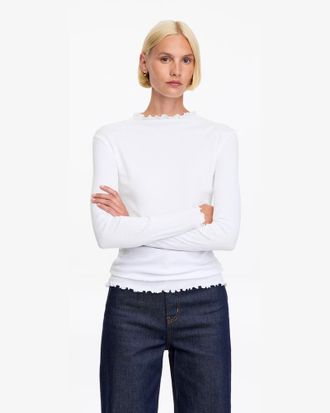 Arket Ger&uuml;schtes Jersey-Oberteil -Wei&szlig;