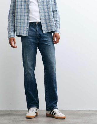 Wrangler jean denim droit 13mwz d&eacute;lavage moyen-Bleu