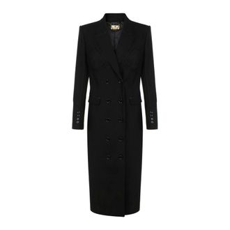 Elisabetta Franchi Femme, Manteaux, Noir, Taille: 40 FR Manteau en cr&ecirc;pe double &eacute;paisseur