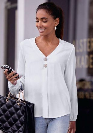 Lascana Langarmbluse mit modischen Kn&ouml;pfen