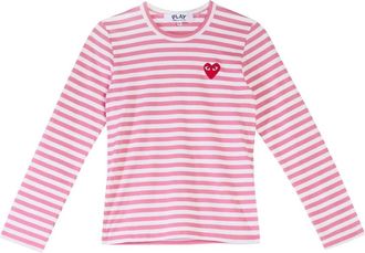 Comme Des Gar&ccedil;ons Femme, Tops, Rose, Taille: 38 FR Striped ls Red Heart