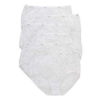 Hanes Lot de 6 Culottes Classiques Taille Haute pour Femme en Coton évacuant lhumidité (Les Couleurs Peuvent Varier), Blanc, 7