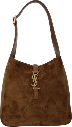 Saint Laurent Femmes Le 5a7 Sac &agrave; bandouli&egrave;re en daim Marron/Caramel