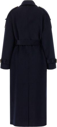 Elisabetta Franchi Double-Breasted Wool Coat - Navy