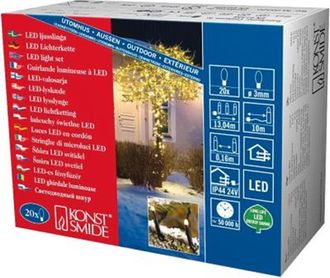 Konstsmide Micro LED Lichterkette, 20 warm wei&szlig;e Dioden, 24V Au&szlig;entrafo, schwarzes Kabel