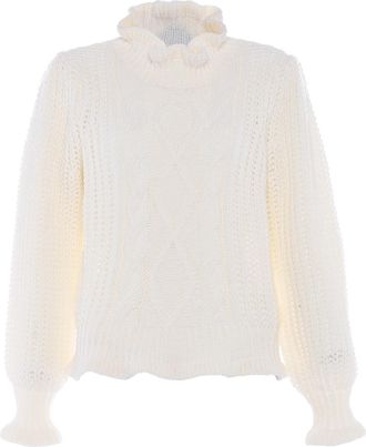 Faina Strickpullover Damen Wollwei&szlig;