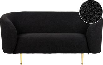 Beliani Sofa im Art-Déco-Stil mit Armlehnen Metallgestell Bouclé schwarz modern Loen