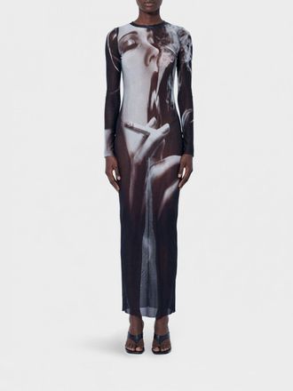 Jean Paul Gaultier Robe fourreau midi en tulle &agrave; imprim&eacute; graphique