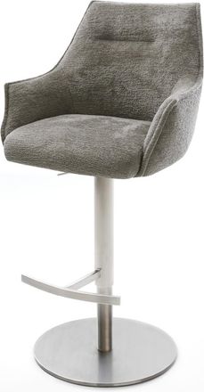 DELIFE Barstuhl Alja-Flex Boucl&eacute; Soft Schlamm Drehfu&szlig; h&ouml;henverstellbar Edelstahl Silberfarben Taschenfederkern, Barst&uuml;hle
