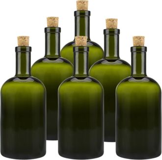mikken Art 6 x grün/braune Glasflasche 500 ml Ölflasche mit Korken
