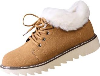 Generic Bottes dhiver pour femme avec doublure en fausse fourrure - Confortables - Semelle &eacute;paisse - Antid&eacute;rapantes - &Eacute;l&eacute;gantes - Chaudes - &Agrave; lacets - Chaussu