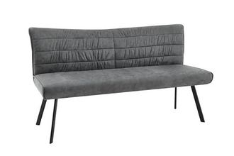 Byliving Bank Robbie/Vintage Bezug in anthrazit, Gestell in schwarz/Steppung im R&uuml;cken und umlaufender Keder, Taschenfederkern f&uuml;r hohen Sitzkomfort/Sitzbank, 