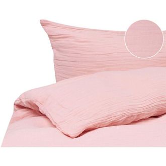 Beliani Bettw&auml;sche-Set SUMNER Musselin 200 x 200 cm Pastellrosa