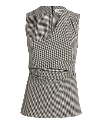 R&oacute;he Ivory Virgin Wool-Blend Gingham Top Size S