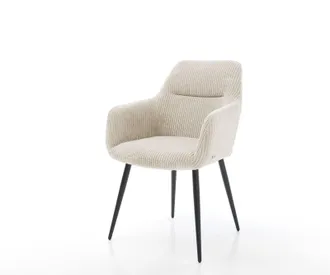 DELIFE Esszimmerstuhl Pejo-Flex Cord Beige 4-Fu&szlig; konisch Schwarz Taschenfederkern, Esszimmerst&uuml;hle
