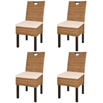 vidaXL Vidaxl - Chaises &agrave; manger lot de 4 rotin Kubu bois de manguier