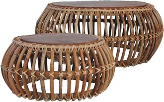vidaXL Couchtische 2 Stk. Natur Rattan - Vidaxl