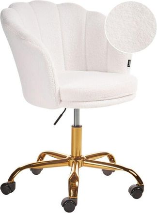 Beliani Beliani - Chaise de Bureau Blanche en Boucle Glamour Fauteuil Coquillage Pivotant Monticello ii