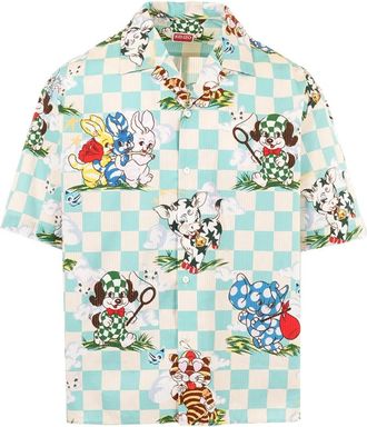 Kenzo Homme, Chemises, Multicolore, Taille: M Cartoon Hawaiian Short Sleeve Shirt