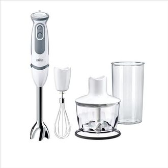 Braun Braun Stabmixer MQ 5235WH Stabmixer - MultiQuick 5 Vario P&uuml;rierstab mit Edelstahl Mixfu&szlig;, 1000 Watt, inkl. 3-teiligem Zubeh&ouml;r-Set, wei&szlig;/grau [Energiek