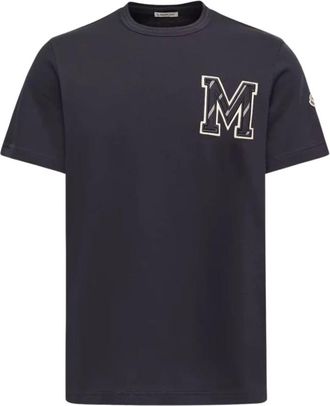 Moncler Homme, Tops, Bleu, Taille: XL T-shirt Manches Courtes