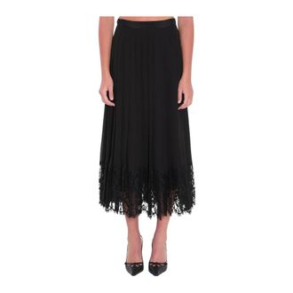 Dolce & Gabbana Faltenrock mit Spitzenbesatz - - Skirts - Damen - Schwarzk - S