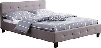 IDIMEX Lit Double pour Adulte Josy Couchage 140 x 190 cm avec sommier 2 Places / 2 Personnes, t&ecirc;te et Pied de lit capitonn&eacute;s avec Strass, rev&ecirc;tement en Tissu