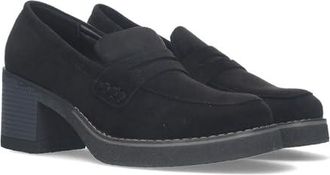Shoes & Blues Mocassins unis à talon moyen pour femme. Idéal pour les vêtements tendance en automne et en hiver., Noir, 40 EU
