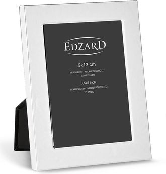 Edzard Bilderrahmen Altamura für Foto 9 x 13 cm, edel versilbert, anlaufgeschützt, mit Samtrücken, Fotorahmen zum Stellen