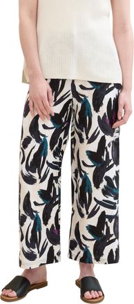 Tom Tailor Damen Leinen Culotte Hose, dark blue floral design, 38/28