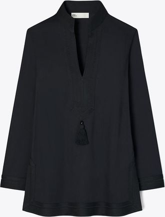 Tory Burch Damen Einfarbige Tunika mit Quasten