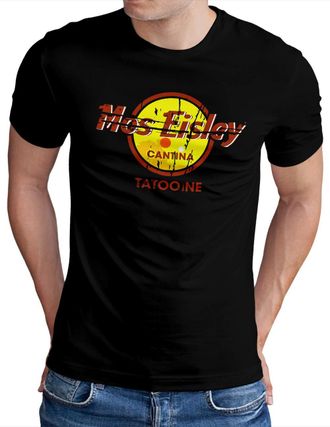 OM3 Mos-Eisley-Cantina-Tatooine T-Shirt - Herren - Best Bar in The Universe Vintage Style - Schwarz, 4XL