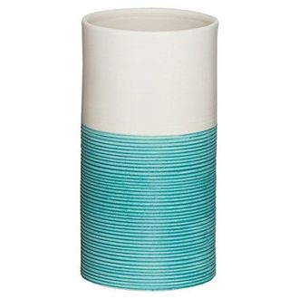 Sealskin Becher Doppio, Zahnputzbecher aus natürlichem Porzellan, Farbe: Aqua, handbemalt