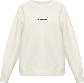 Jil Sander Femme, Sweatshirts et sweats &agrave; capuche, Beige, Taille: 42 FR SweaT-shirt &agrave; logo imprim&eacute;