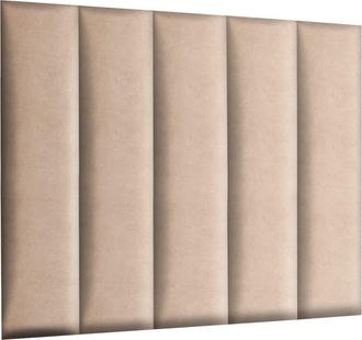 MG Design Polsterpaneel 30 x 120 cm in Beige - 3D Wandkissen fürs Bettkopfteil & Wanddeko, ohne Bohren, geräuschmindernd, fein strukturiert, pflegeleicht & Abri
