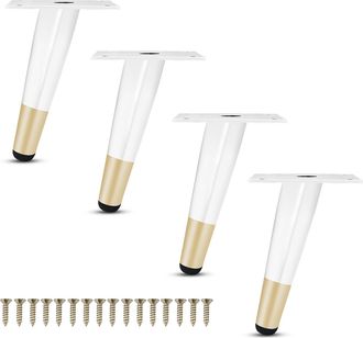 Generic Verstellbare M&ouml;belbeine Aus Metall - 4 St&uuml;ck rutschfeste Sofa Beine, Bett F&uuml;&szlig;e F&uuml;r Tisch, TV-St&auml;nder, Schr&auml;nke, Verdickte St&uuml;tzf&uuml;&szlig;e Mit Gummipads(Gold