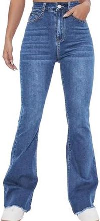 Onsoyours Jeans Femme Taille Haute Skinny Pantalons Casual Jean Stretch Y2K Bootcut Denim B02 Bleu L