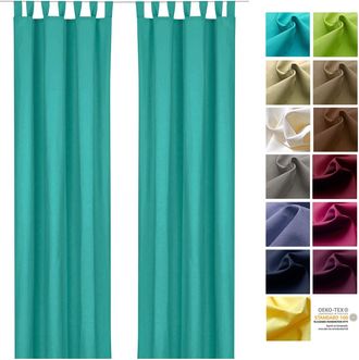 Heimtexland Dekoschal Baumwolle Uni Blickdicht Vorhang Schlaufenschal Gardine Türkis HxB 230x125 Typ625