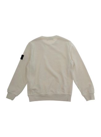 Stone Island Boys Sweatshirt Round Neck White (kids) Cotton Hoods & Sweatshirts