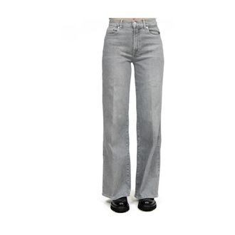 7 For All Mankind High-Rise Baumwoll-Jeans mit weitem Bein - - Jeans - Damen - Grau - W32